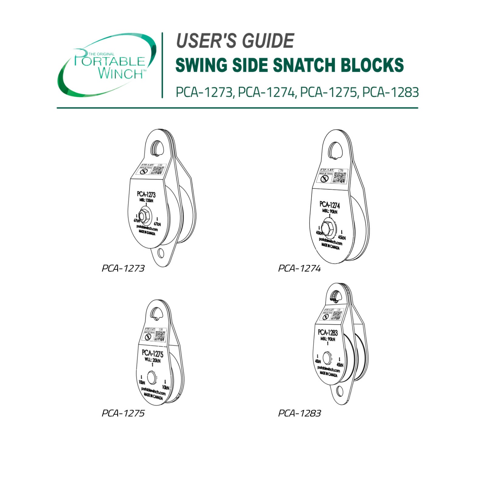 SWING SIDE SNATCH BLOCKS - INSTRUCTIONS – Portable Winch Industrial USA