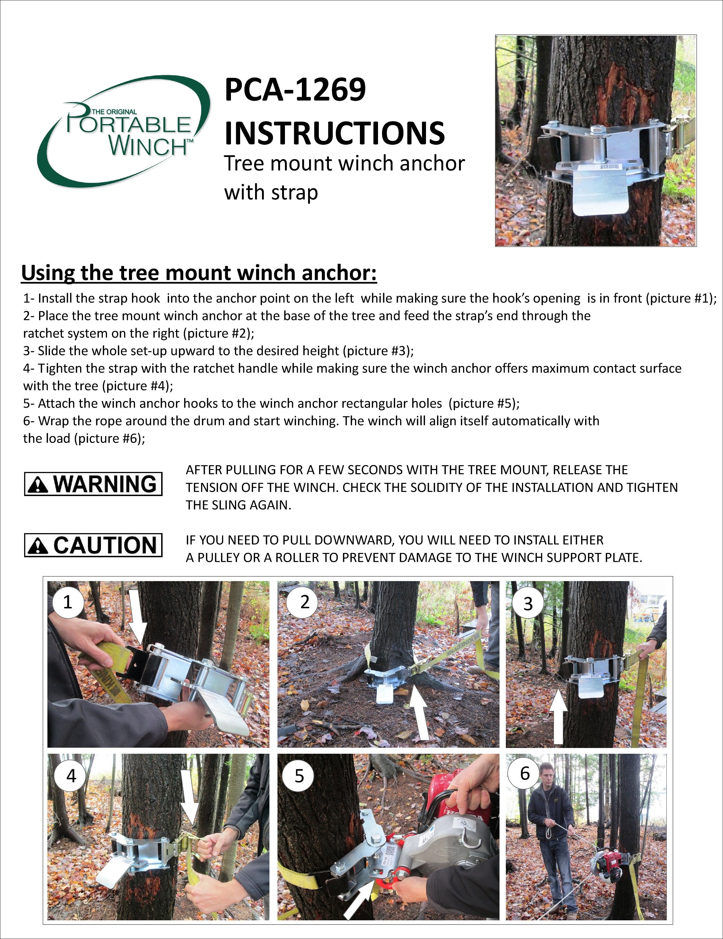 PCA-1269 - TREE MOUNT WINCH ANCHORING SYSTEM INSTRUCTIONS – Portable ...